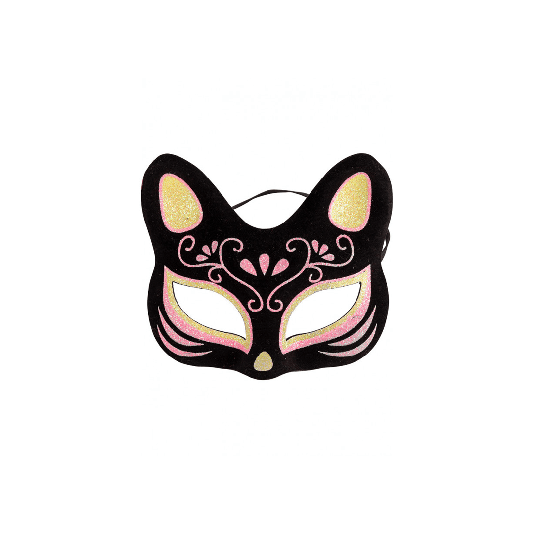 Masque chat fluo mi-visage – Accessoire Halloween Alpha55 – Alpha 55