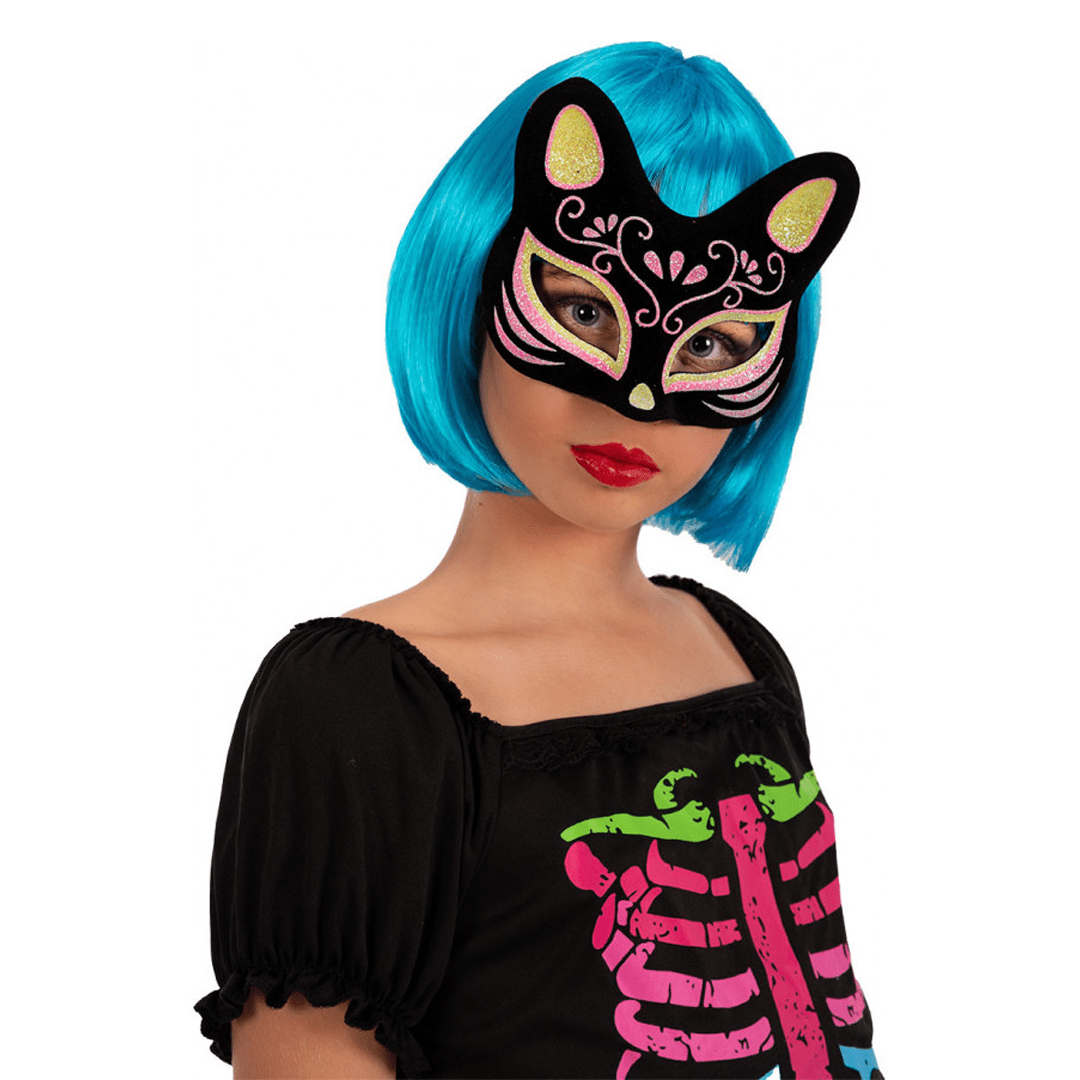 Masque chat fluo mi-visage – Accessoire Halloween Alpha55 – Alpha 55